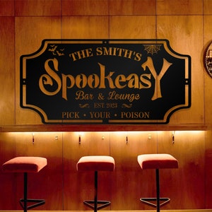 Personalized Spookeasy Metal Sign: Rustic Halloween Bar Decor - Etsy