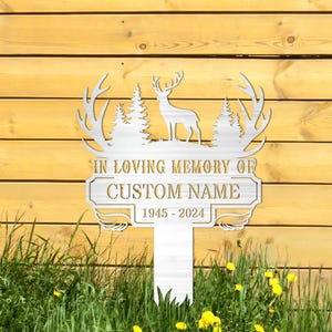 Custom Deer Hunting Memorial Stake Outdoor,cemetery Stake,grave Marker ...