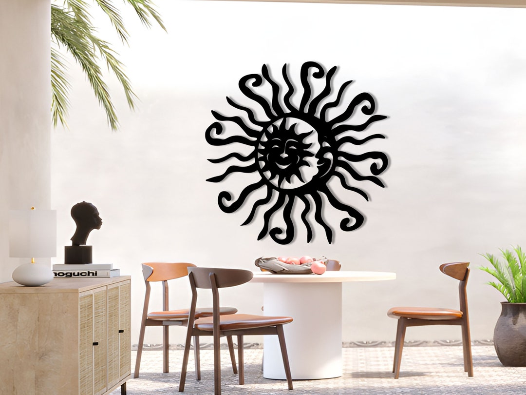 Vintage Metal Sun and Moon Face,metal Wall Hanging,custom Metal Sun ...