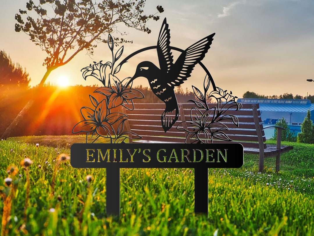 Personalized Hummingbird Garden Stake: Metal Name Sign, Yard Art - Etsy