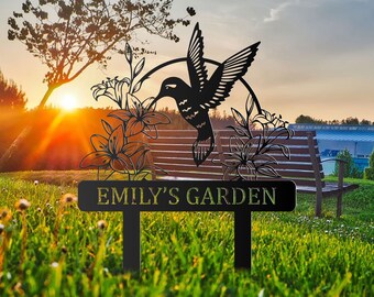 Custom Hummingbird Garden Stake, Hummingbird Sign, Personalized Garden ...