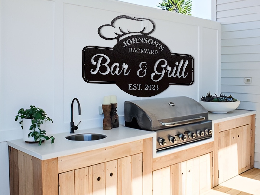 Personalized Backyard BBQ Metal Wall Art,bbq Metal Wall Art,bbq Sign ...