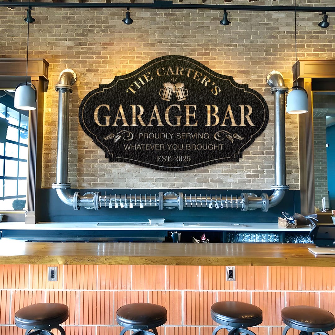Custom Garage Bar Metal Sign, Personalized Metal Shop Bar Wall Art ...