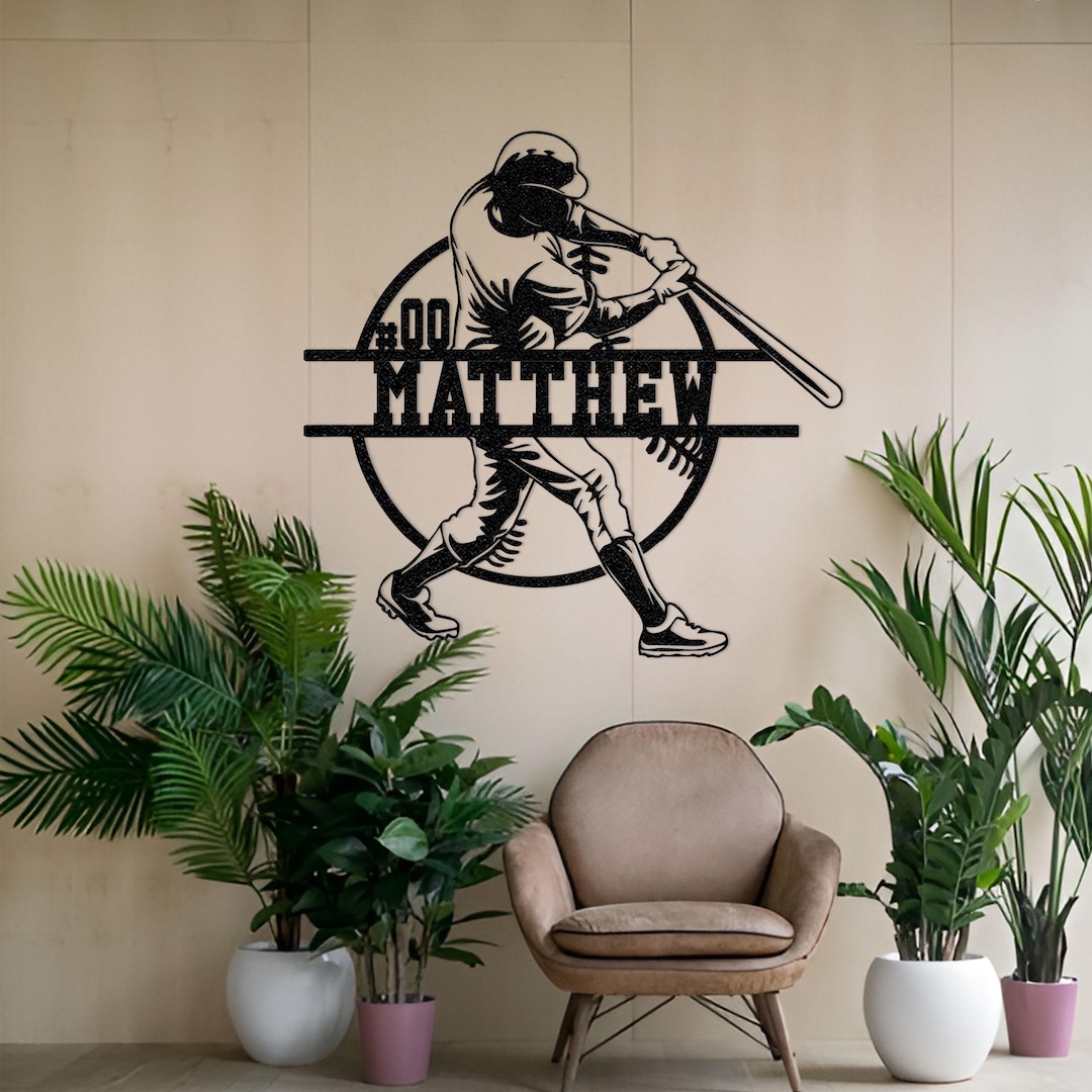 Personalized Baseball Metal Sign: Custom Name Wall Art - Etsy