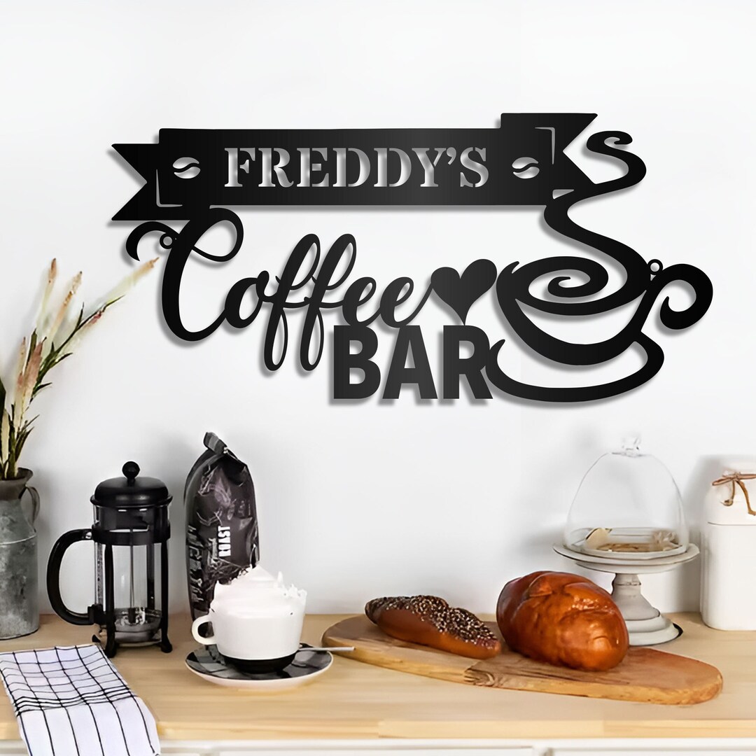 Personalized Coffee Bar Metal Sign: Custom Name Wall Decor - Etsy