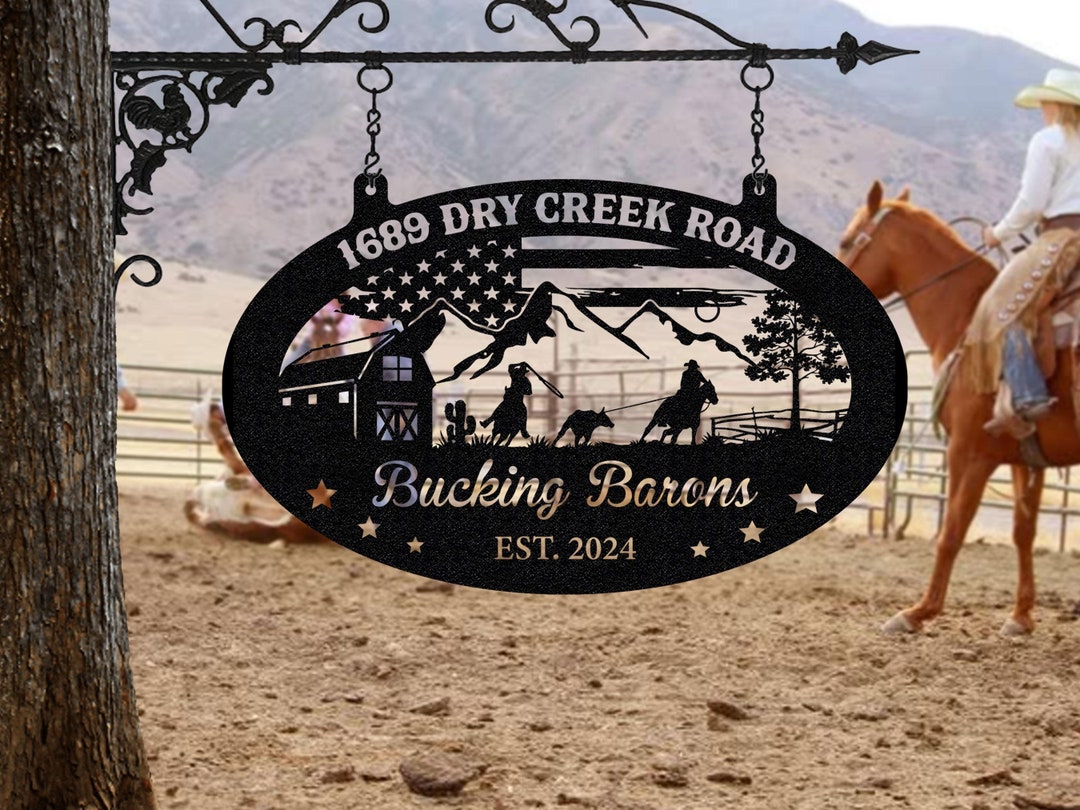 Personalized Cowboy Roping Metal Sign: Custom Ranch Decor - Etsy