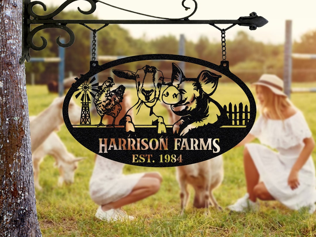 Metal Farm Sign,custom Metal Farm Name Sign,large Metal Name Sign,goats ...
