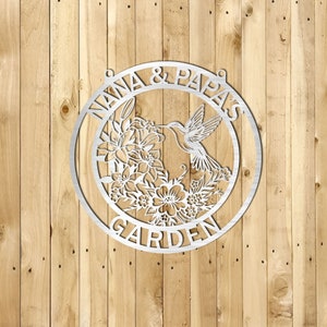 Custom Hummingbird Metal Garden Decor Hummingbird Garden Sign Flower ...