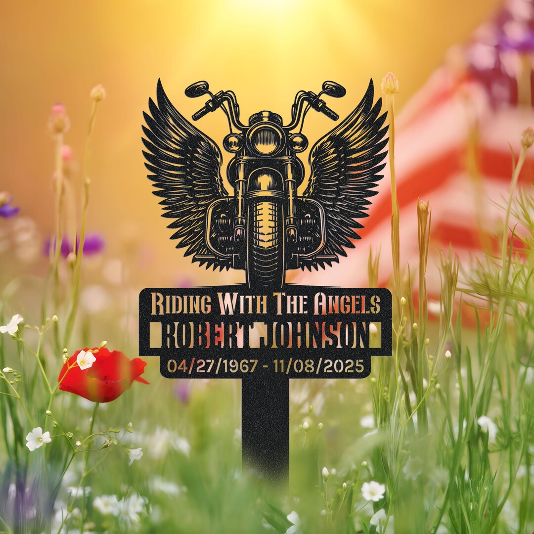 Custom Rider Memorial Metal Stake Biker Memorial Stake Motorcycle With ...