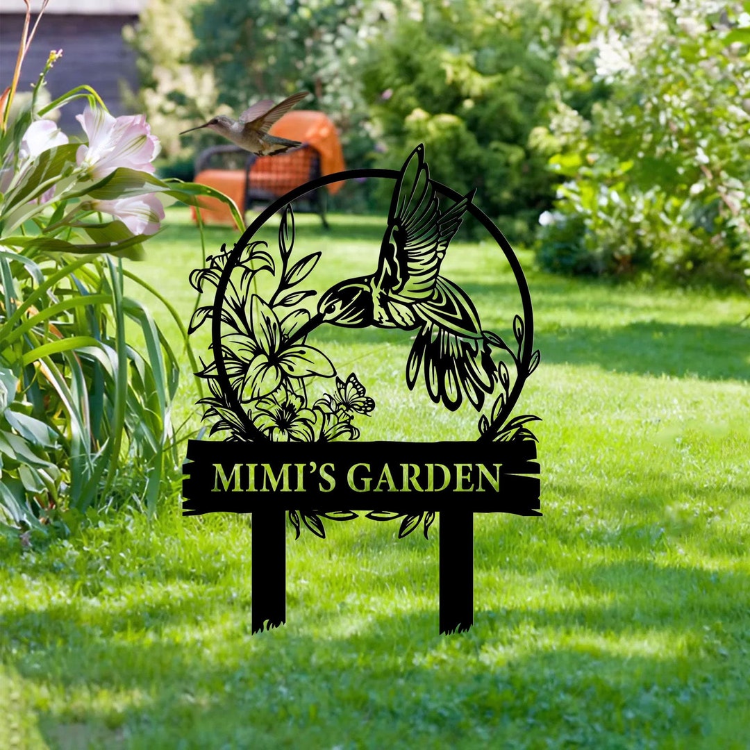 Personalized Hummingbird Metal Garden Sign: Flower Decor - Etsy