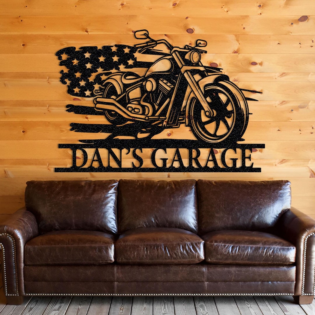 Personalized Motorcycle Garage Sign: Custom Biker Wall Art - Etsy