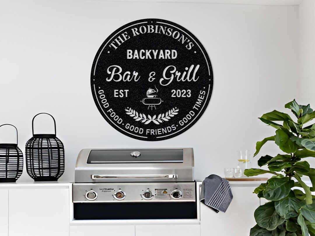 Custom Backyard BBQ Metal Wall Art,bbq Sign Wall Hanging,bar and Grill ...
