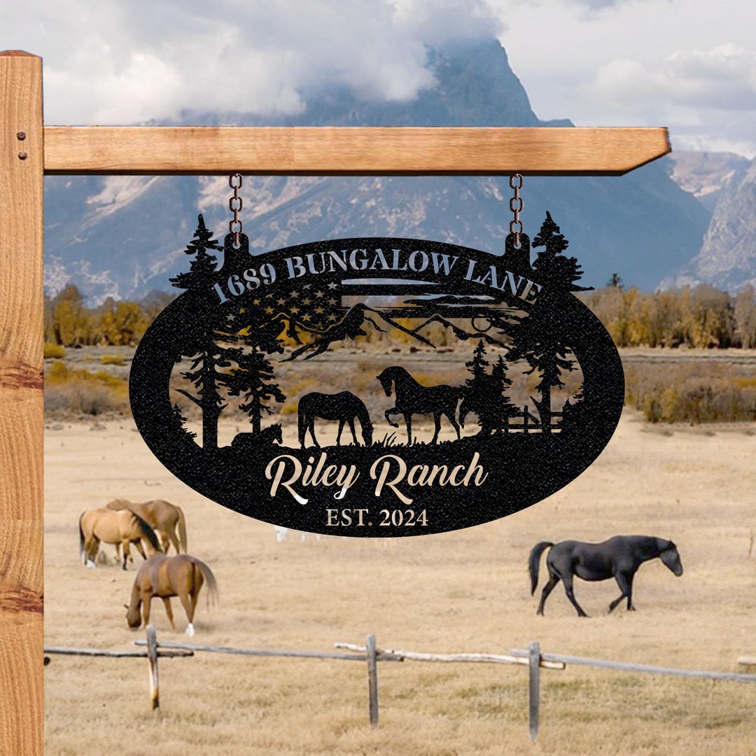 Custom Family Horse Ranch Sign,outdoor Steel Horse Farm Sign, Horse ...