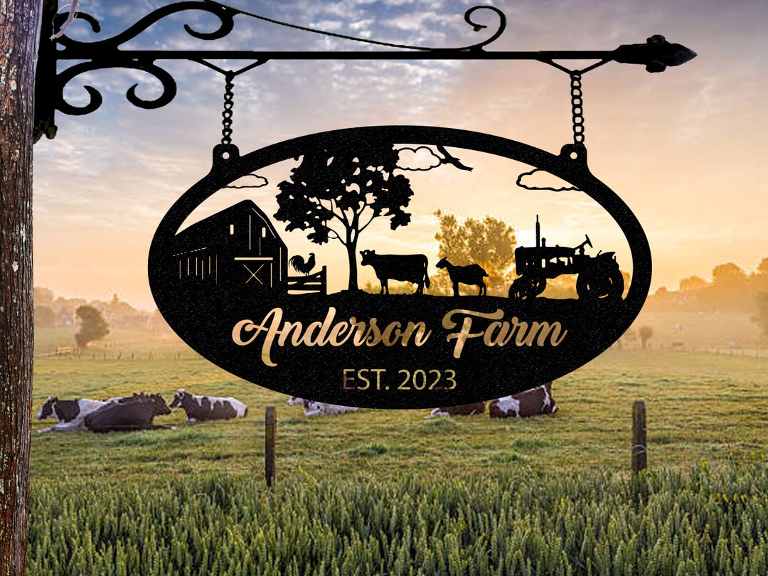 Custom Metal Barn Sign,metal Farm Sign Name Sign,large Metal Name Sign ...