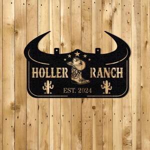 Personalized Cowboy Hat and Boots Metal Sign: Rustic Western Ranch ...