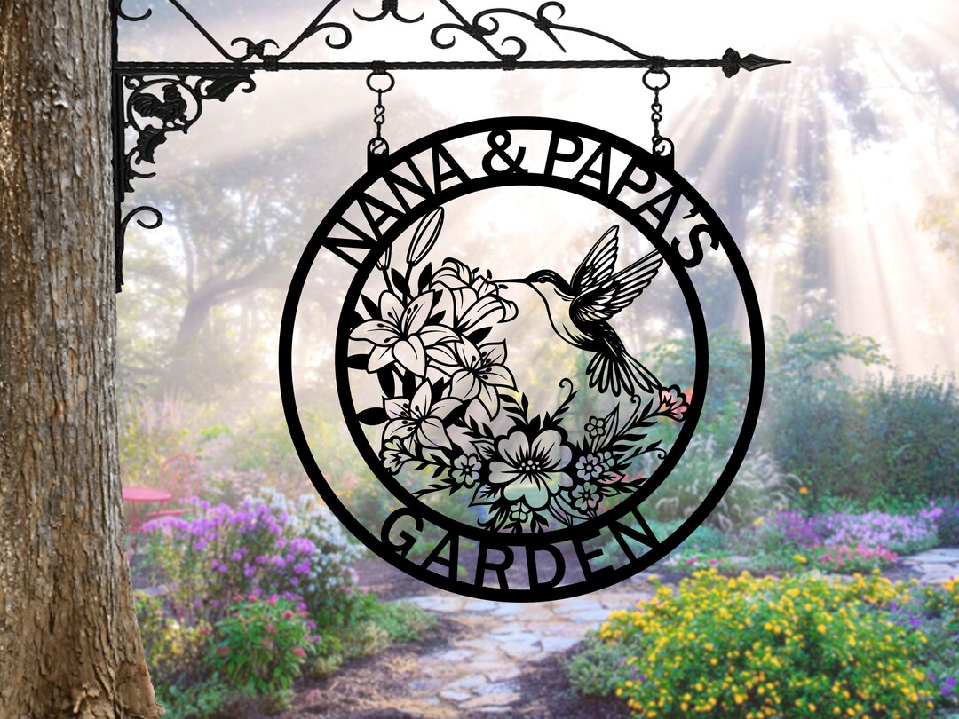 Custom Hummingbird Metal Garden Sign: Personalized Flower Design - Etsy