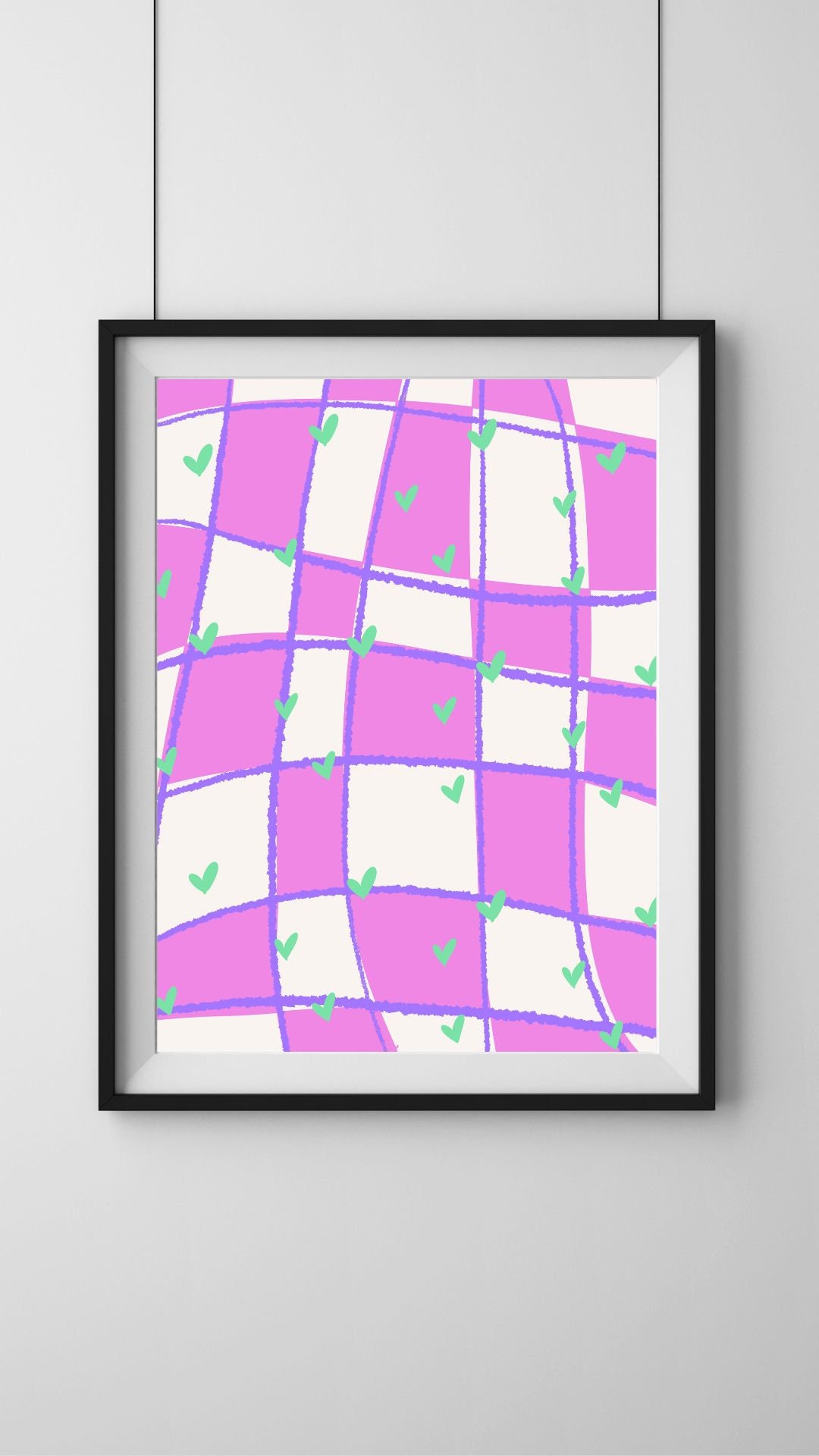 Pastel Checkerboard Heart Print Modern Pastel Maximalism Eclectic ...