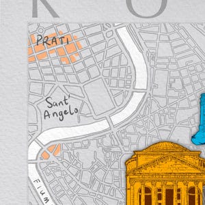 Colosseum Trevi Fountain Pantheon Rome Map Travel Poster Italy Wall Art ...