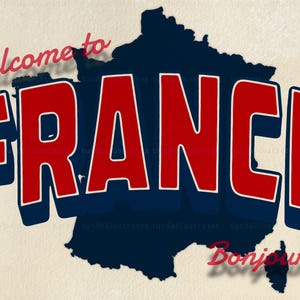 France Map Postcard: Illustrated Travel Art (digital Download) - Etsy