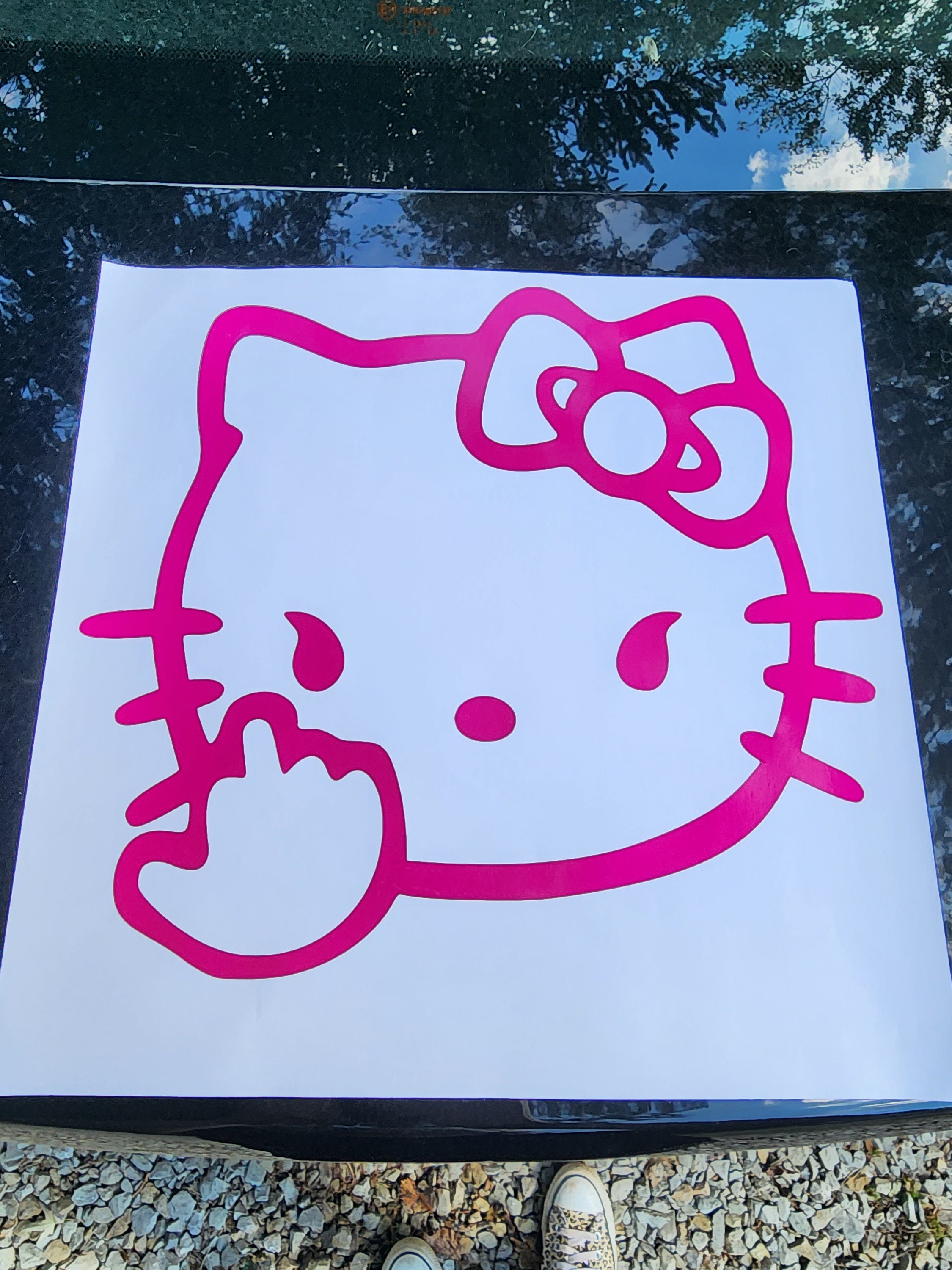 Hello Kitty Middle Finger Sticker Hello Kitty Car Car - Etsy