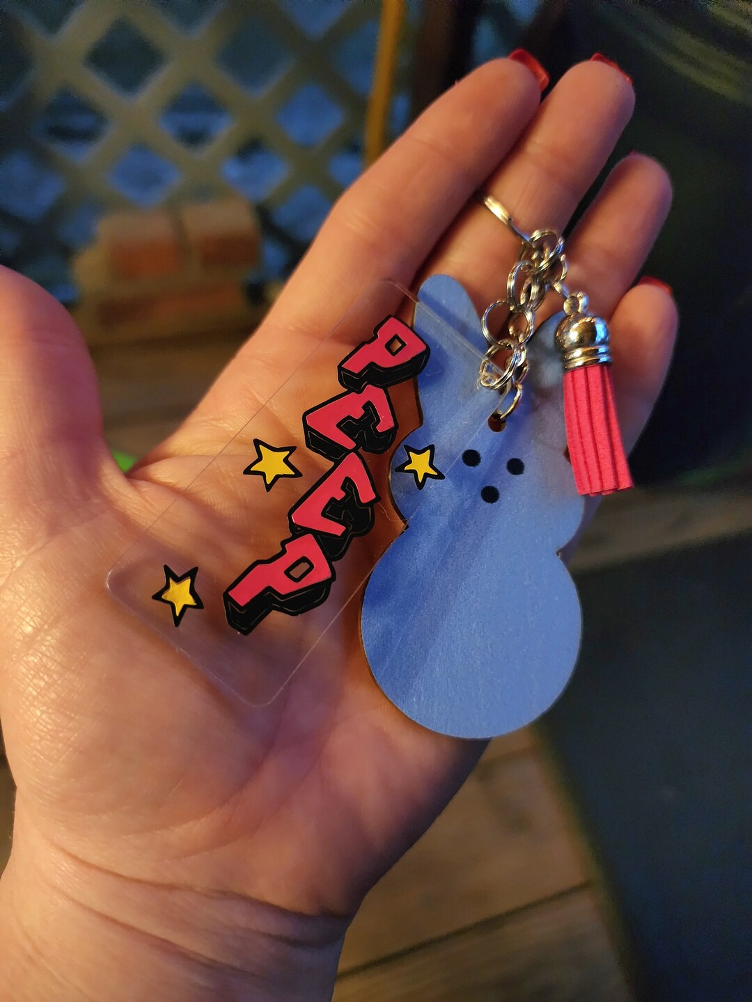 Lil Peep Keychain: Blue Bunny, Pink Tassel - Etsy