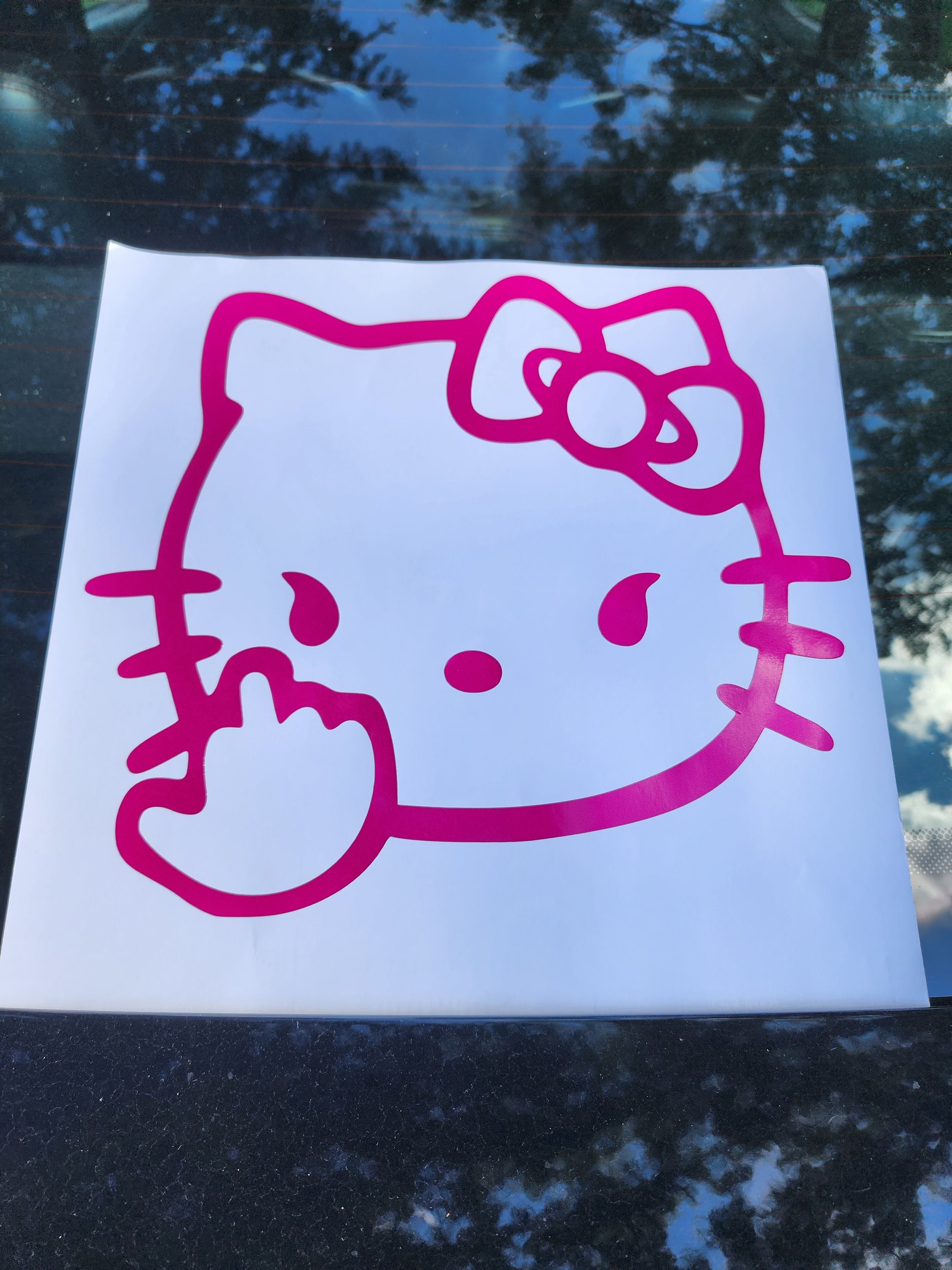 Hello Kitty Middle Finger Sticker Hello Kitty Car Car - Etsy