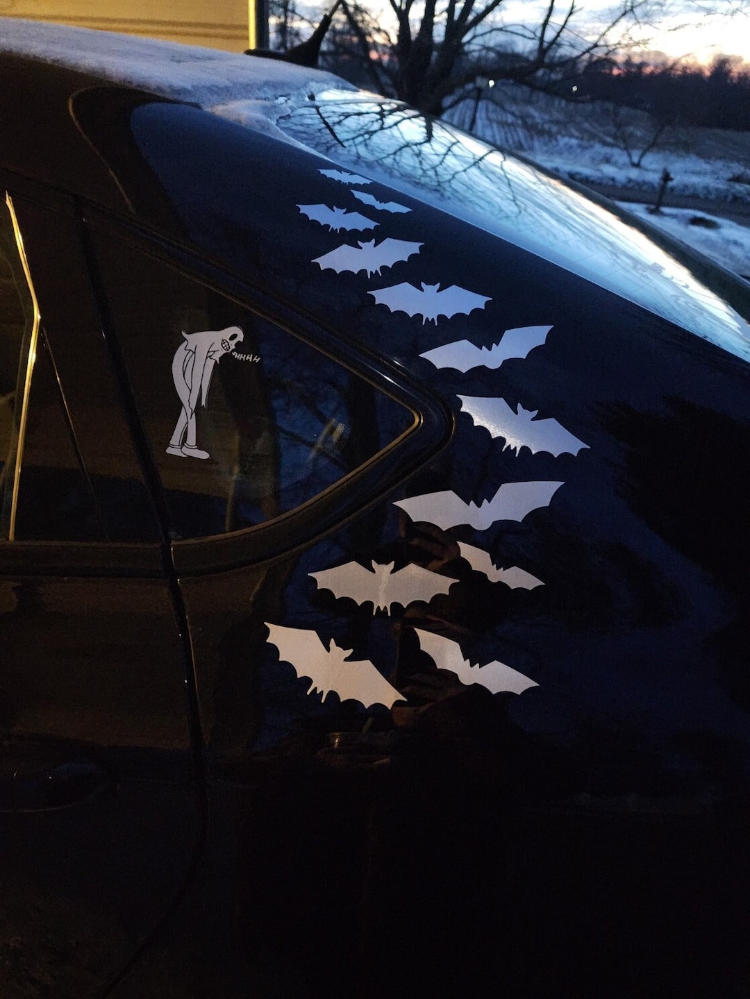 Bat Car Decal Set: Gothic Halloween Decor - Chrome or Black Vinyl - Etsy