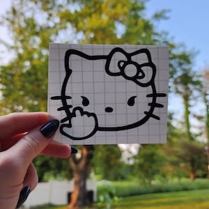 Hello Kitty Middle Finger Sticker - Hello Kitty Car - Car Decal ...