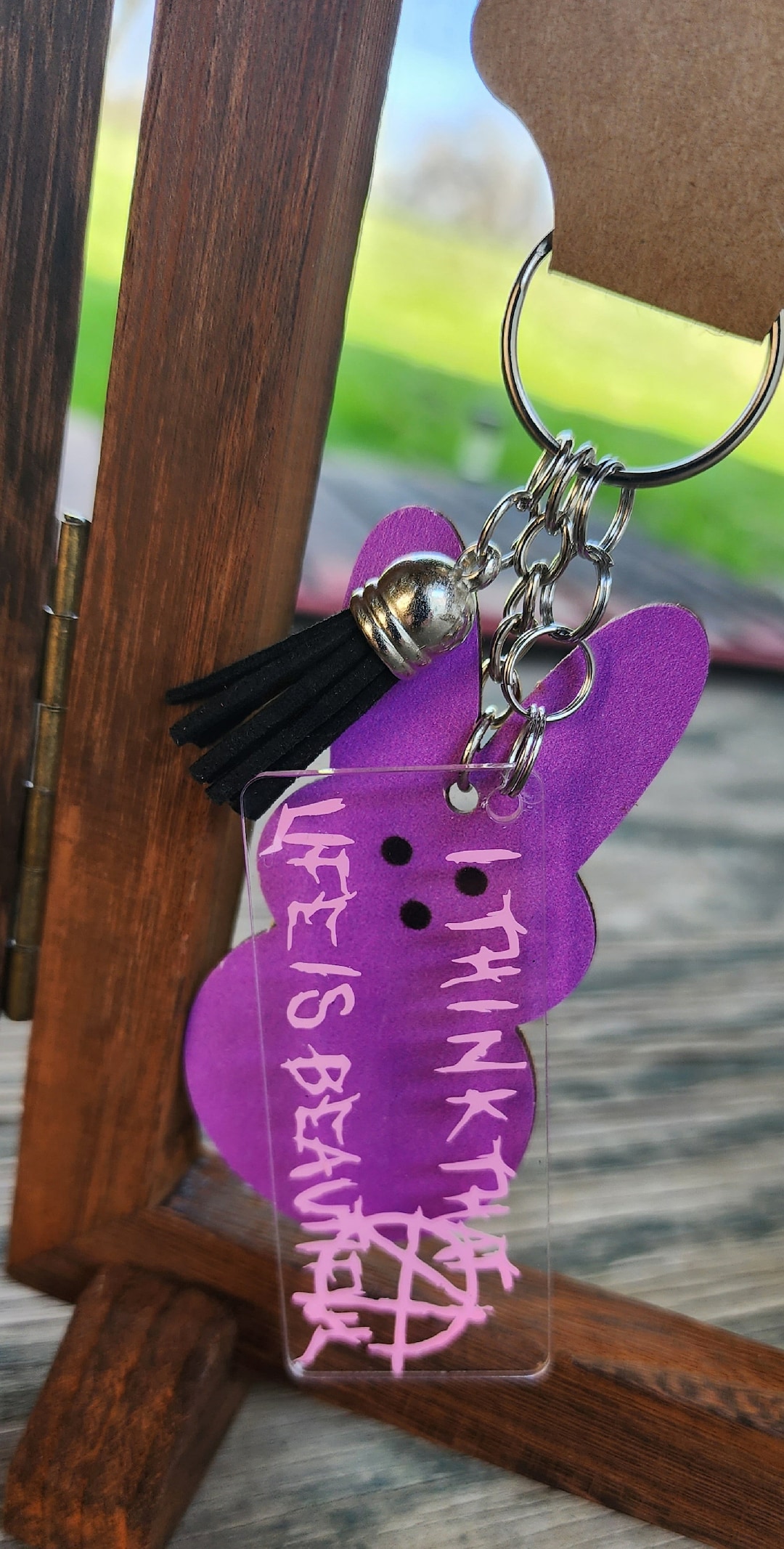 Lil Peep Keychain: Acrylic Charm With Bunny & Tassel - Etsy
