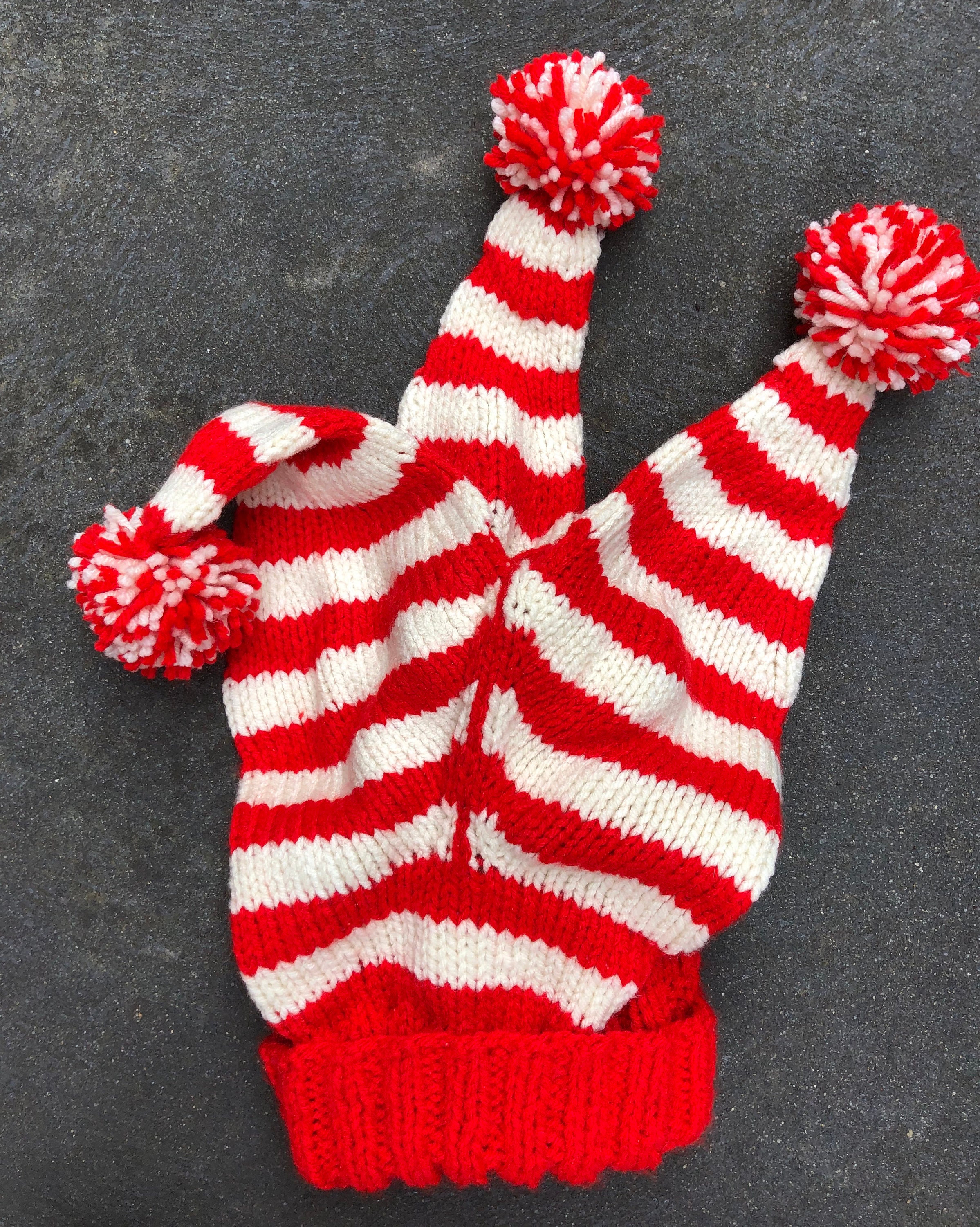 Red and Cream Stripped Jester Hat With Detachable Pompoms - Etsy
