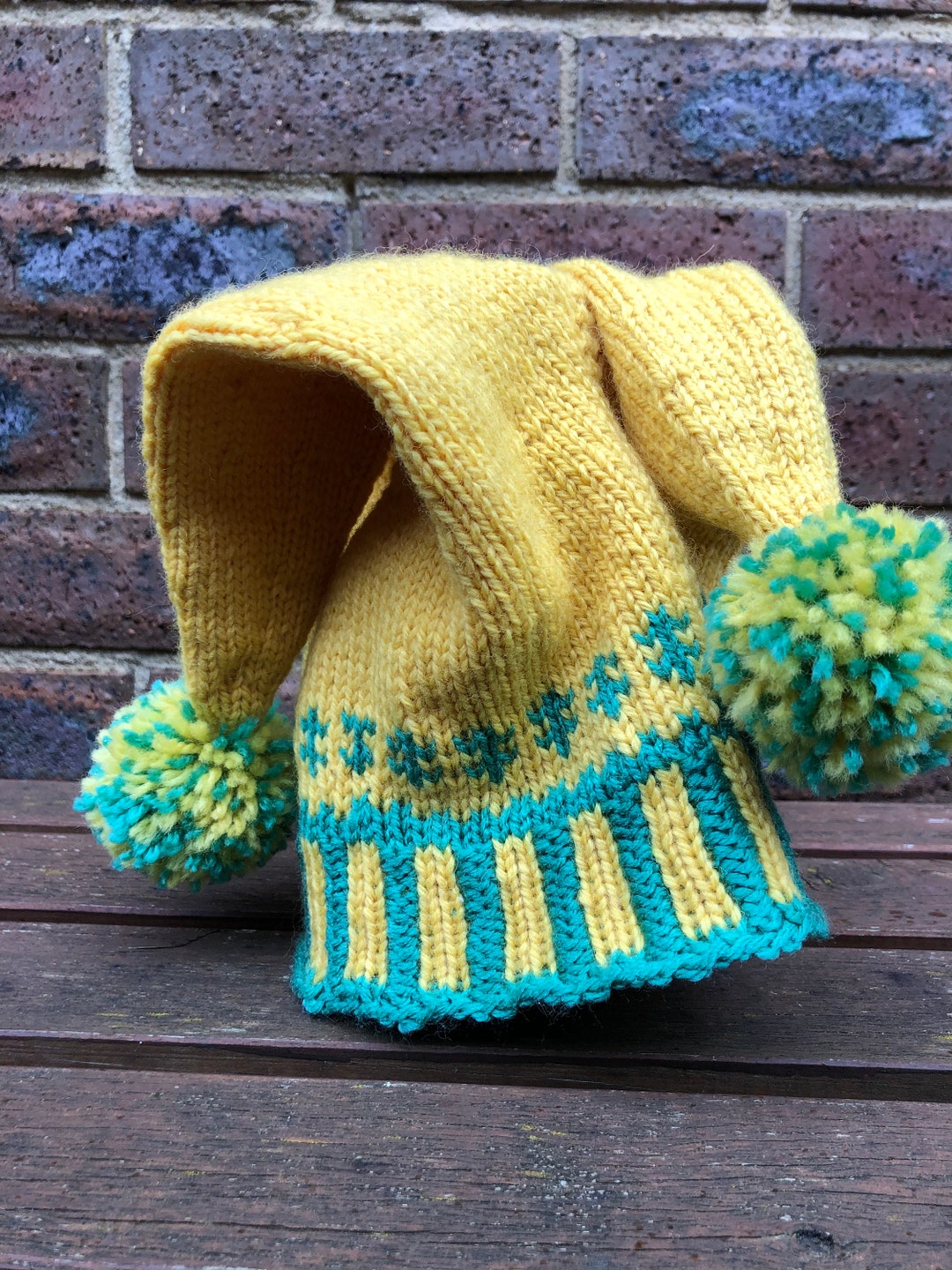 Yellow and Green Jester Hat With Detachable Pompoms - Etsy