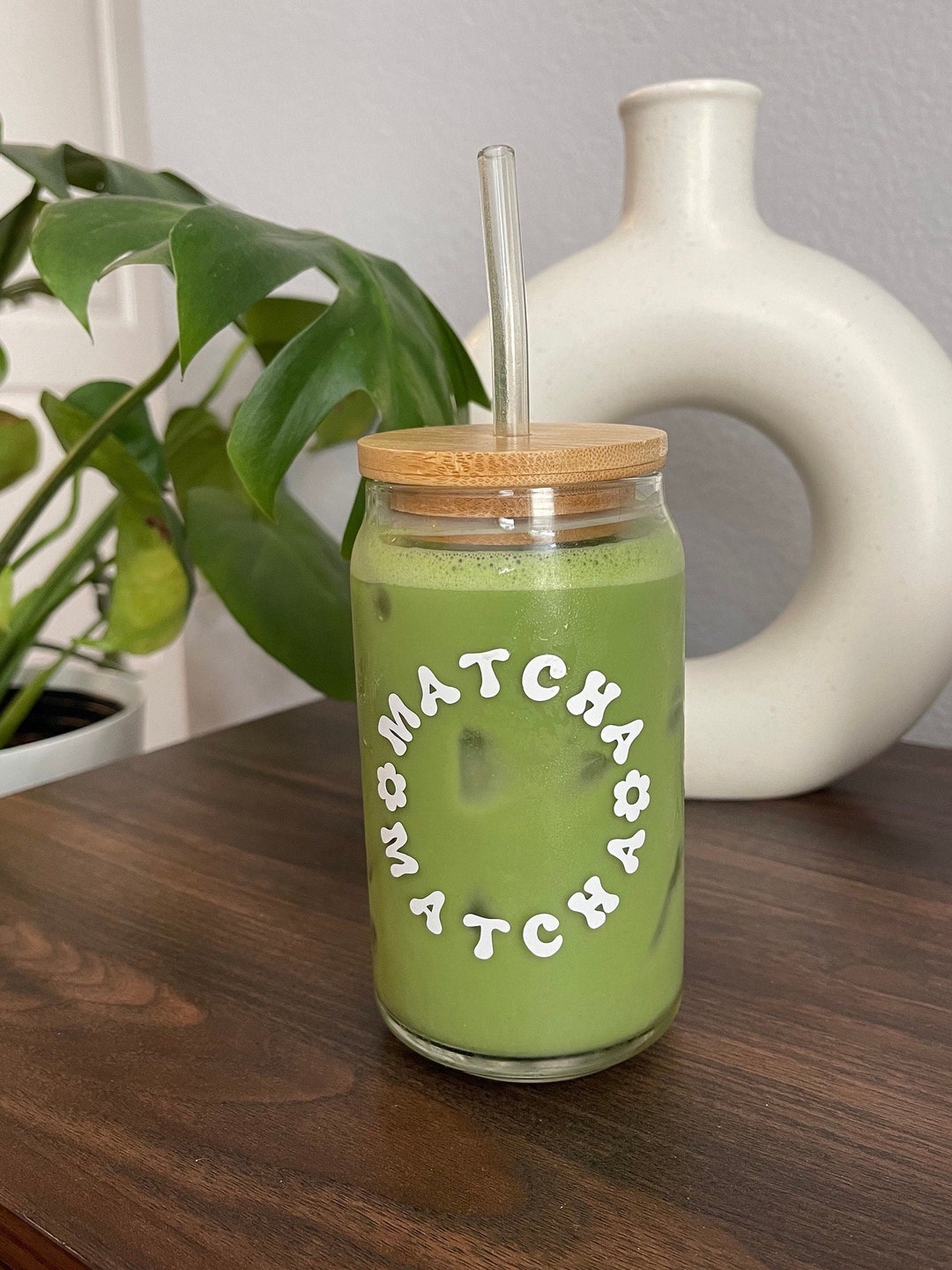 Matcha Lover Glass Iced Matcha Beer Can Glass Cup | 16oz Matcha Glass ...