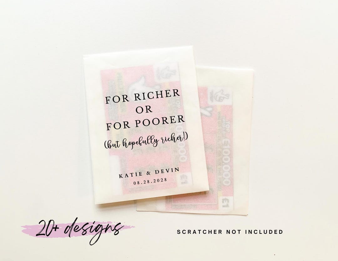 20 for Richer or for Poorer Lottery Ticket Favor Bag || Personalized ...