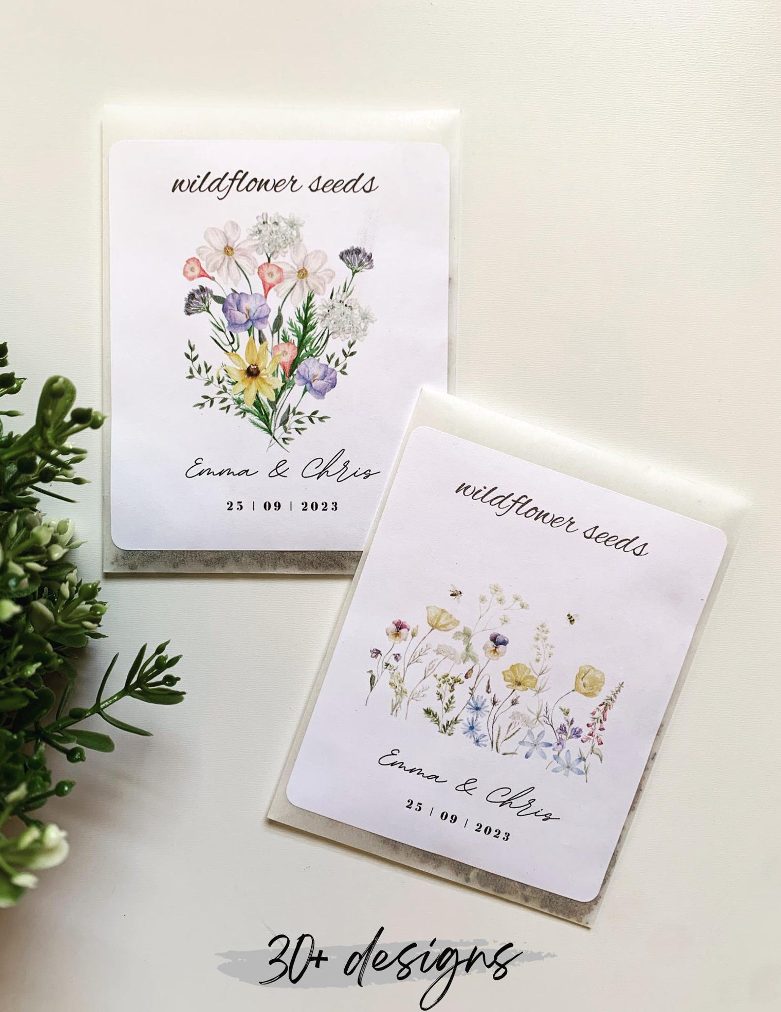 12 Wildflower Seed Packets | Personalized Seed Packets Favor for Bridal ...