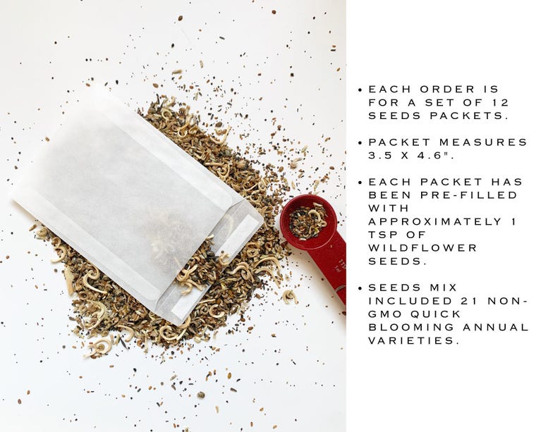 12 Wildflower Seed Packets | Personalized Seed Packets Favor for Bridal ...