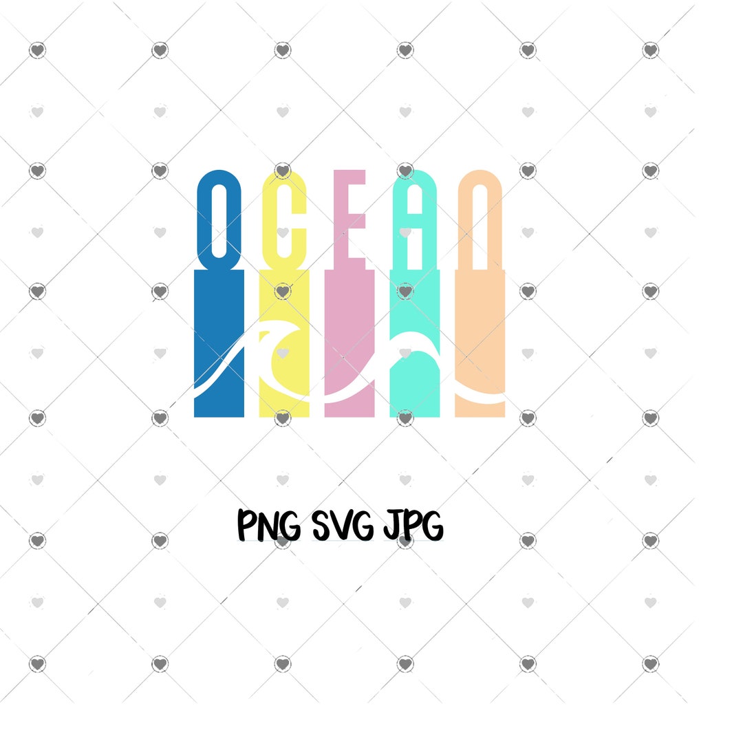 Ocean Waves Block Letter SVG PNG JPG Cut Files Beach Life Silhouette ...