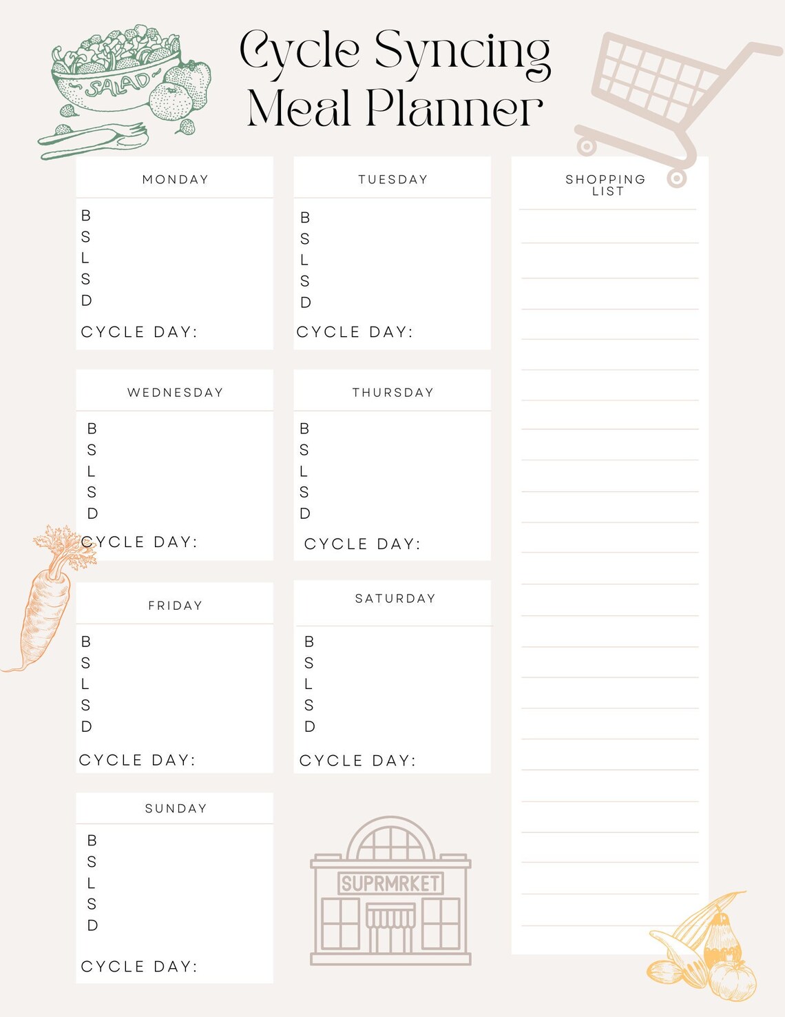 Cycle Syncing Meal Planner - Etsy