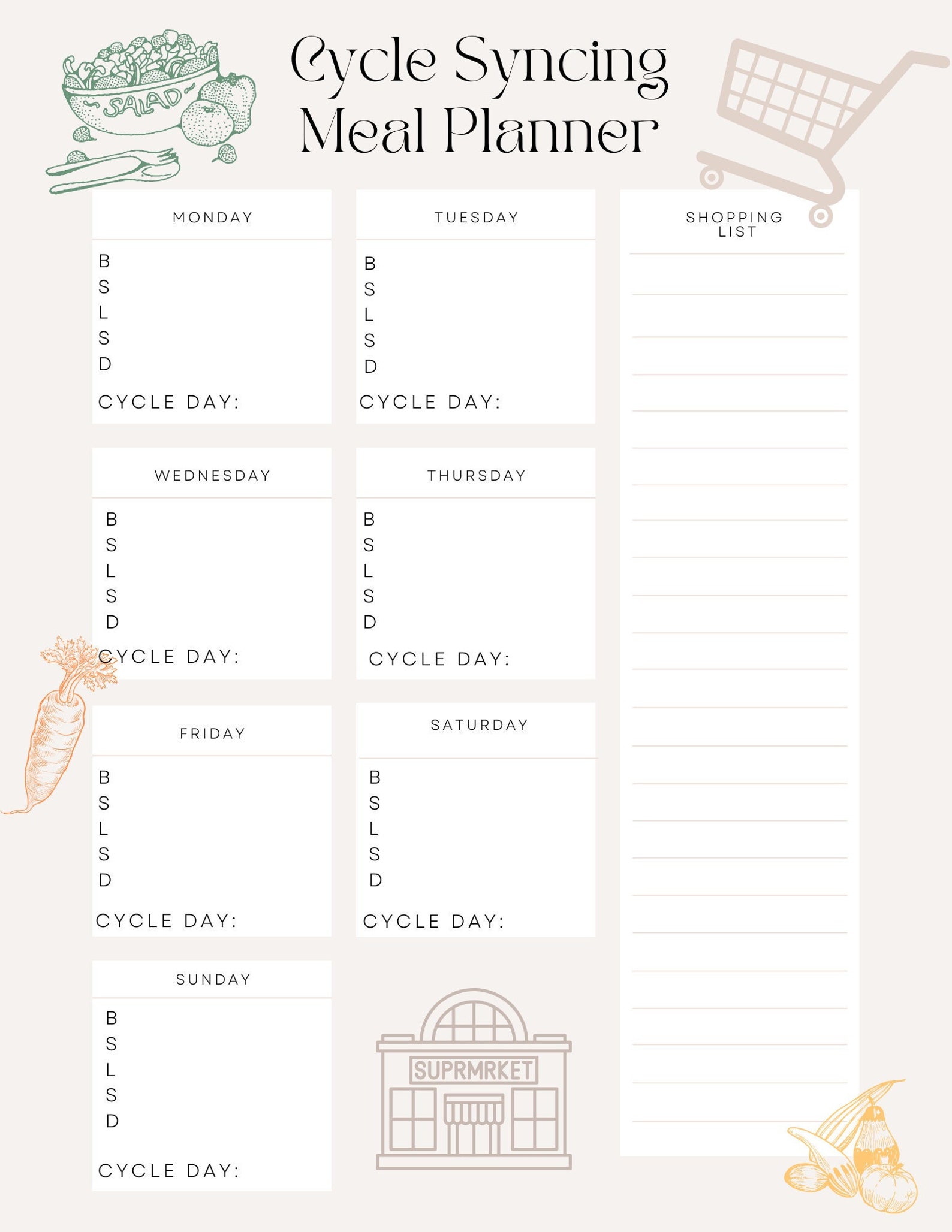 Cycle Syncing Meal Planner - Etsy