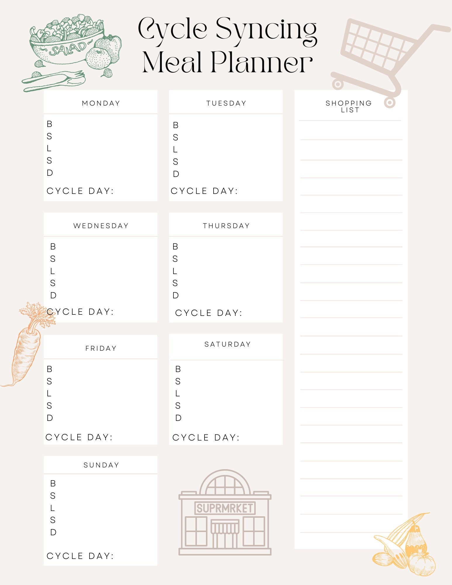 Cycle Syncing Meal Planner - Etsy