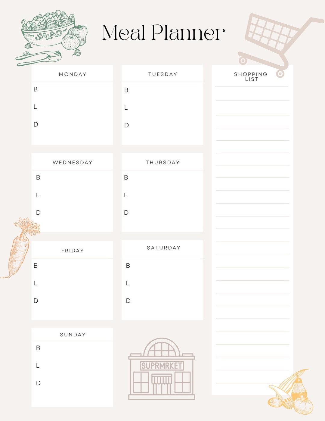 Meal Planner - Etsy