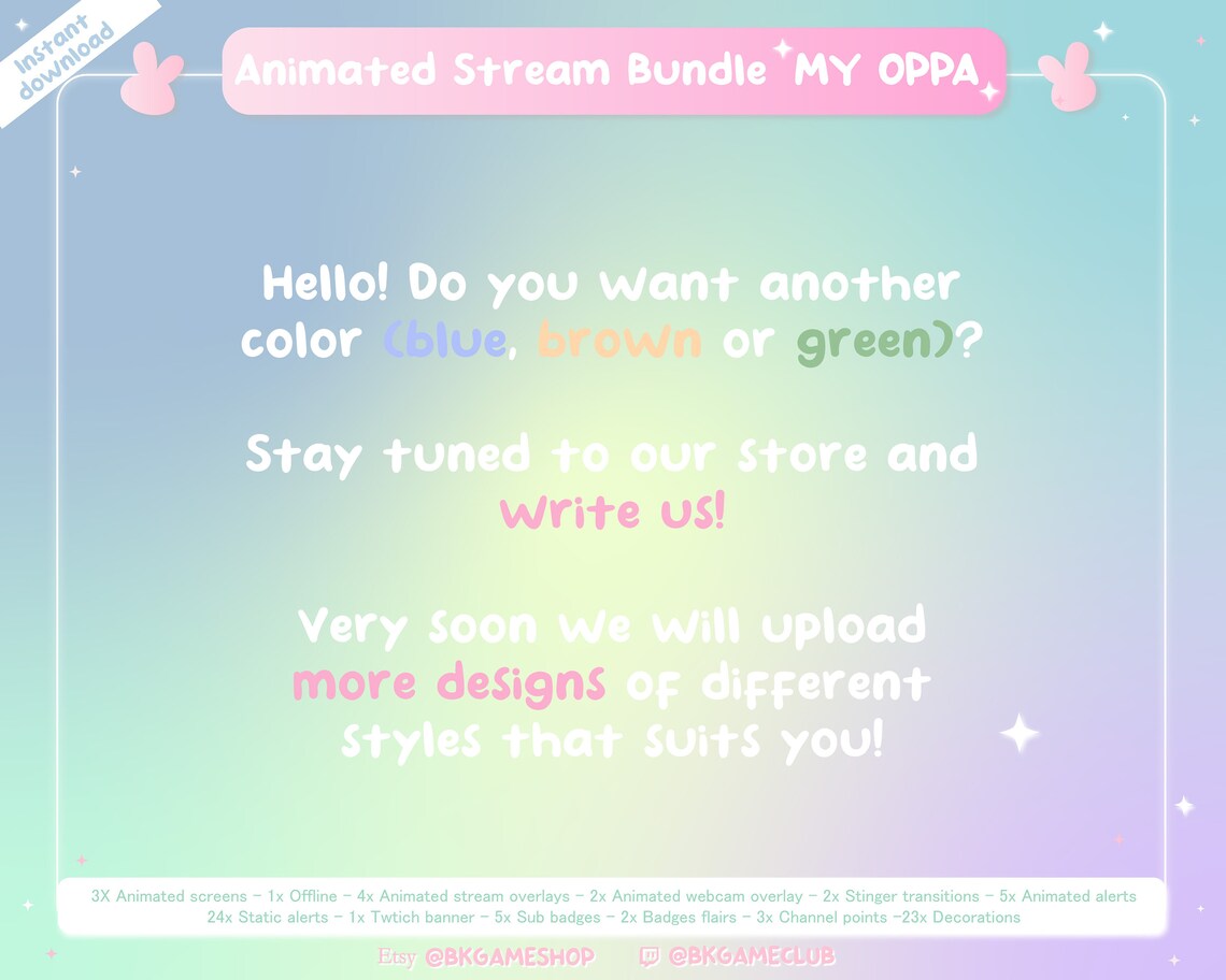 Animated my Oppa Complete Stream Bundle Twitch Overlay Layout Cloud ...