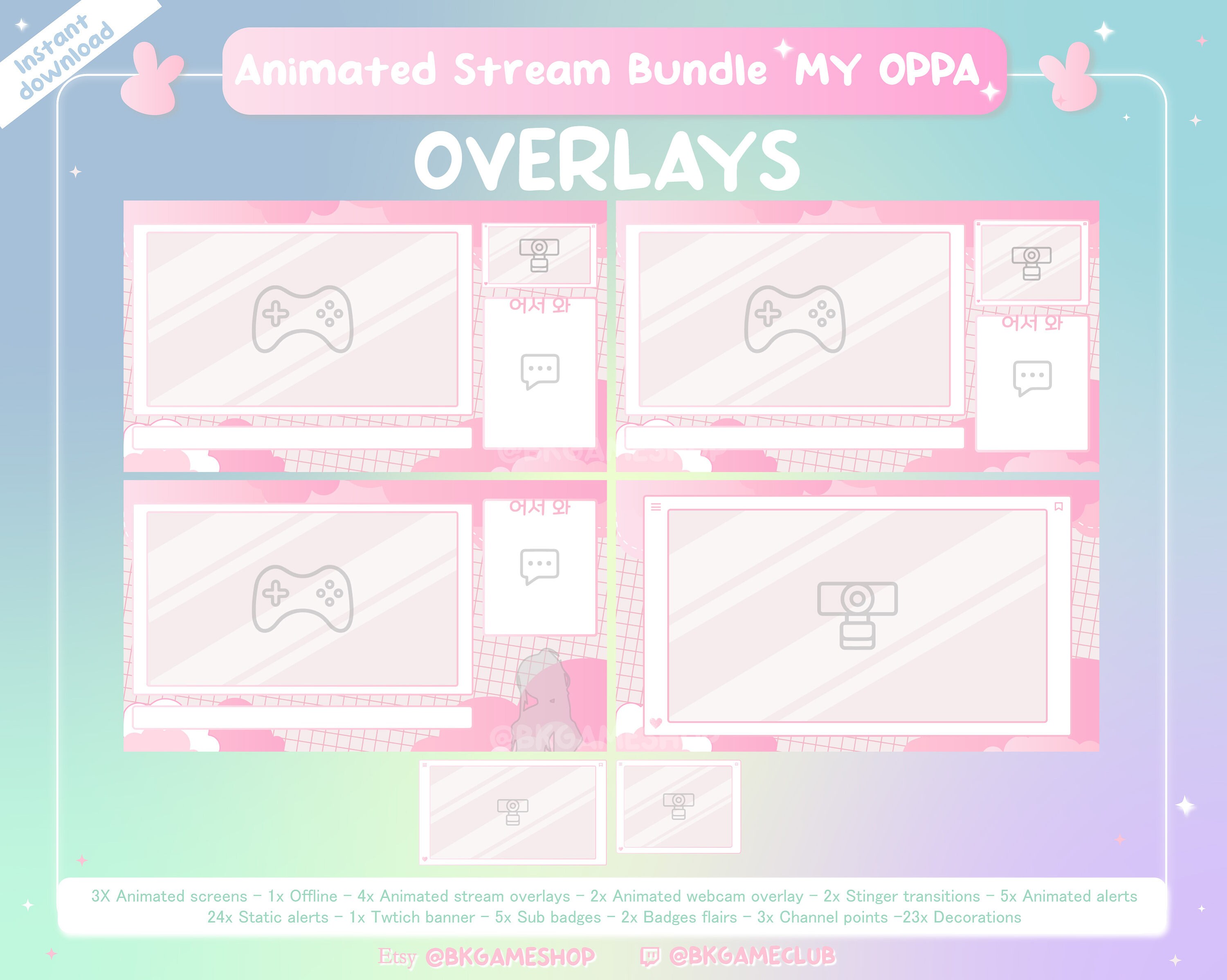 Animated my Oppa Complete Stream Bundle Twitch Overlay Layout Cloud ...