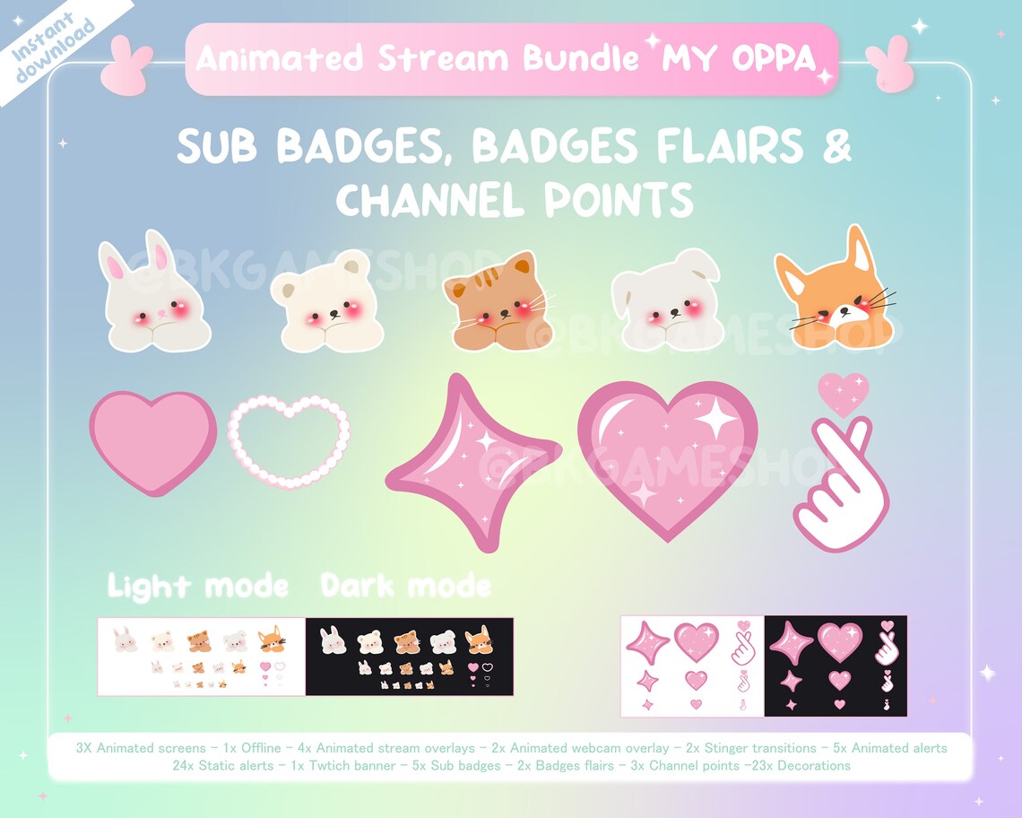 Animated my Oppa Complete Stream Bundle Twitch Overlay Layout Cloud ...