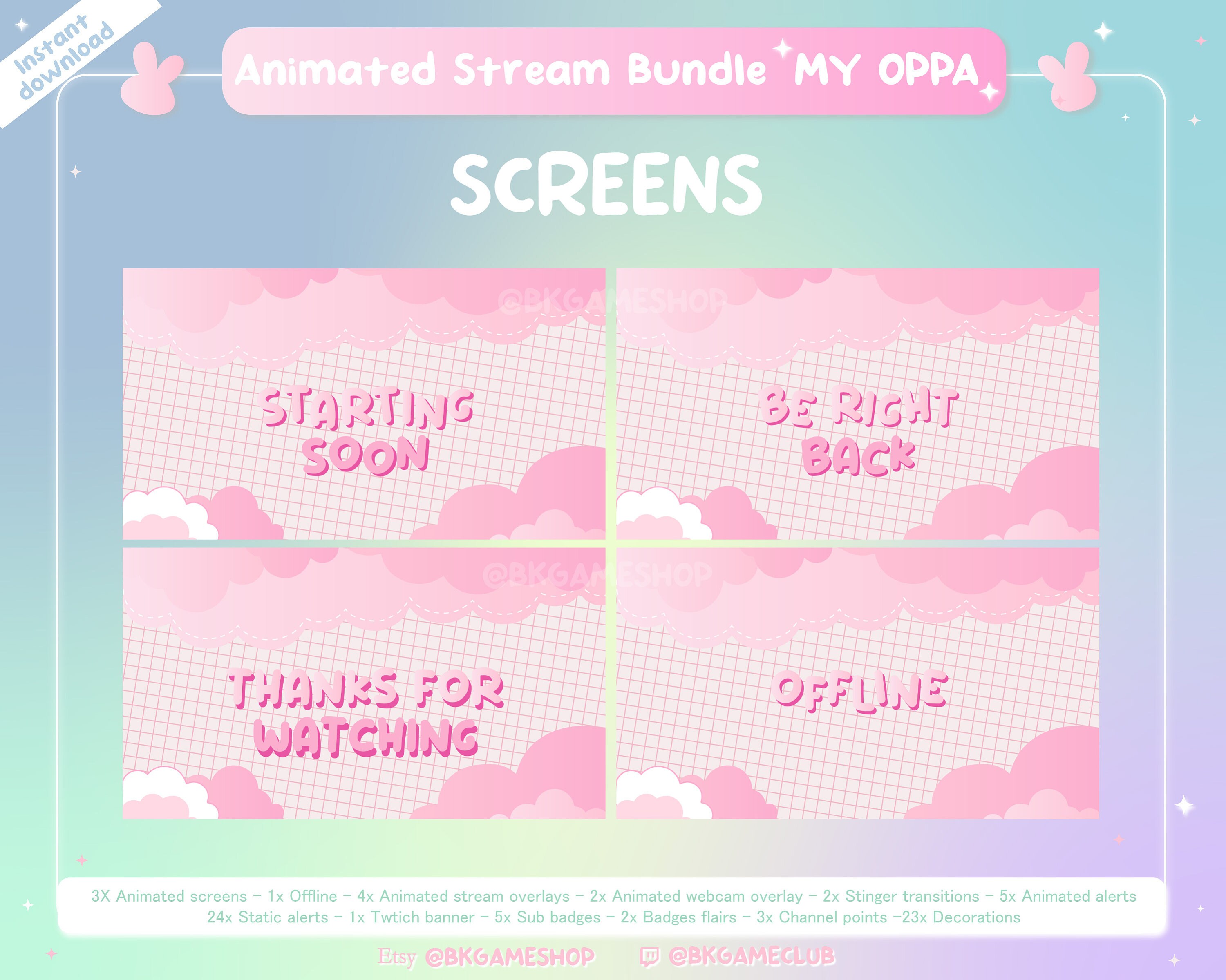Animated my Oppa Complete Stream Bundle Twitch Overlay Layout Cloud ...