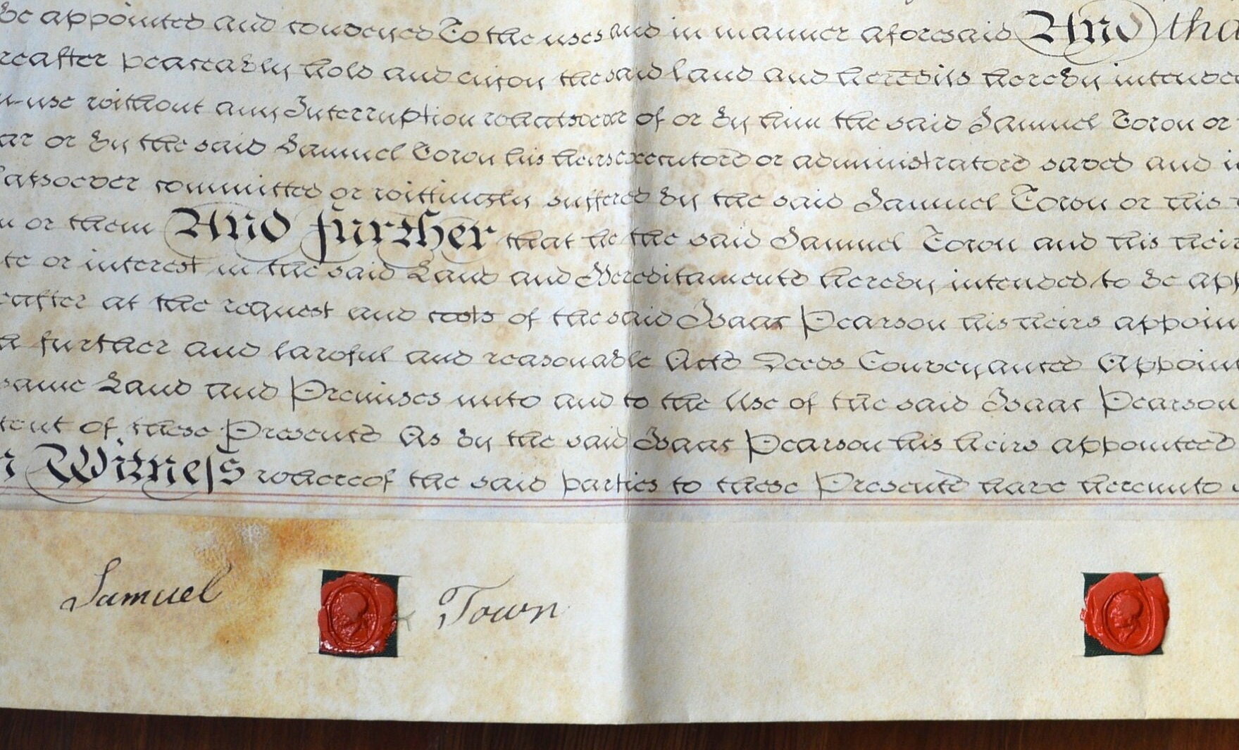 A Beautiful Handwritten Antique 1828 Vellum Indenture Between Samuel ...