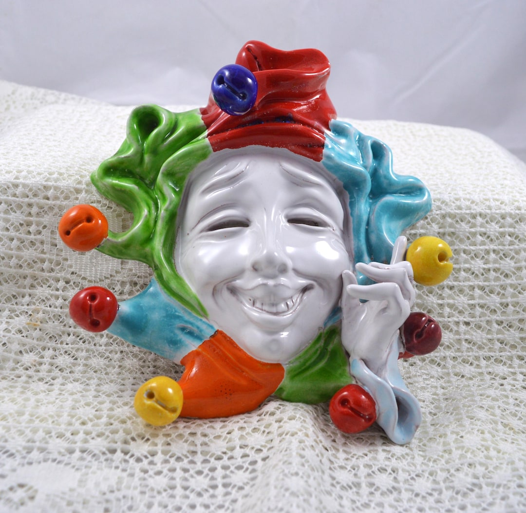 Vintage Italian Perseo Hand Painted Jester Pottery Wall Mask - Etsy