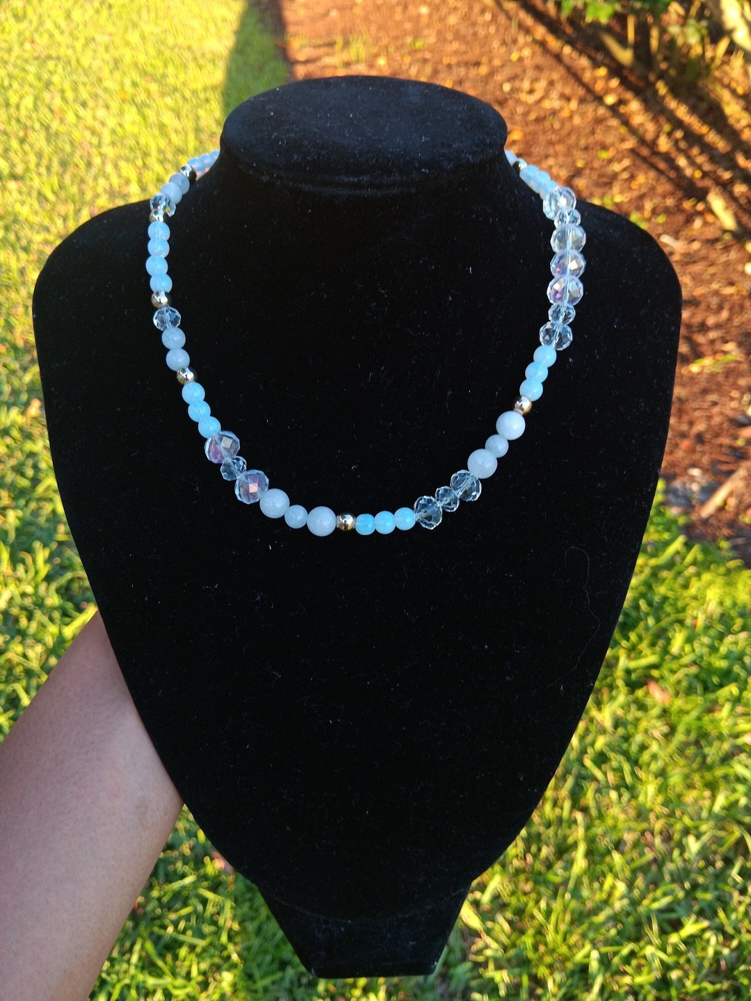 Blueberry Beaded Necklace - Etsy