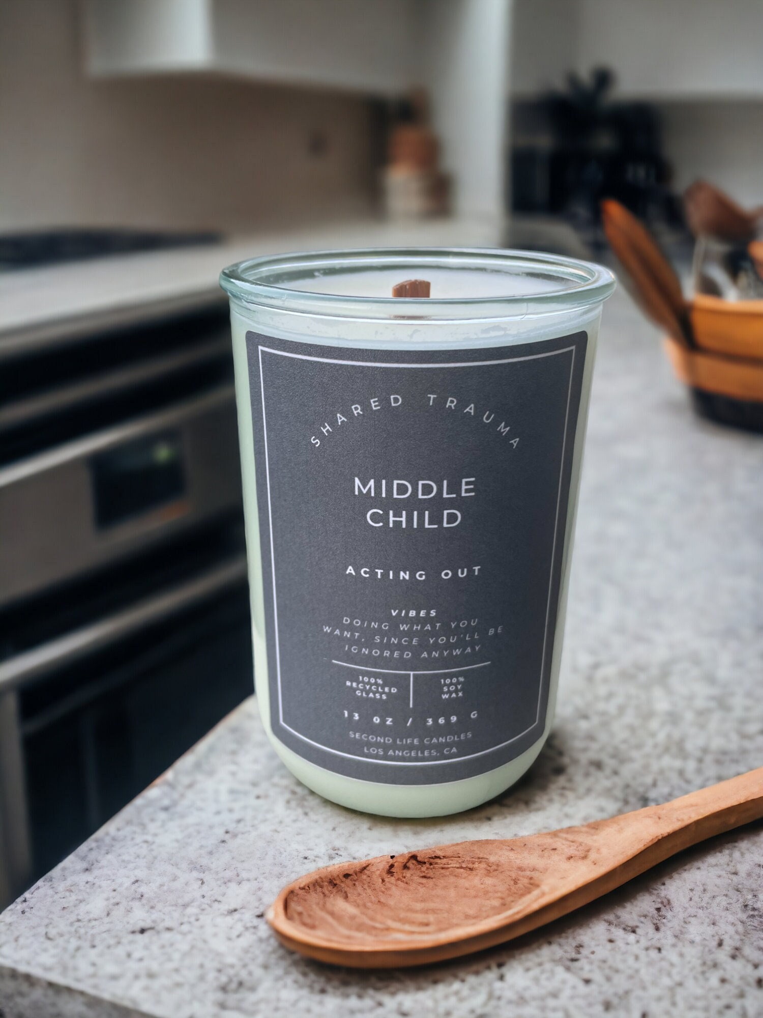 Middle Child Candle - "shared Trauma" 12.5 Oz. Wood Wick Soy Luxury ...