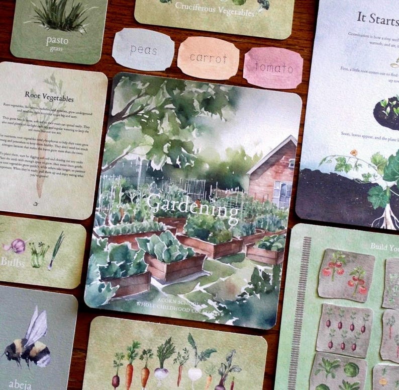 Gardening Bilingual Unit Study: Flashcards & Craft (PDF) - Etsy