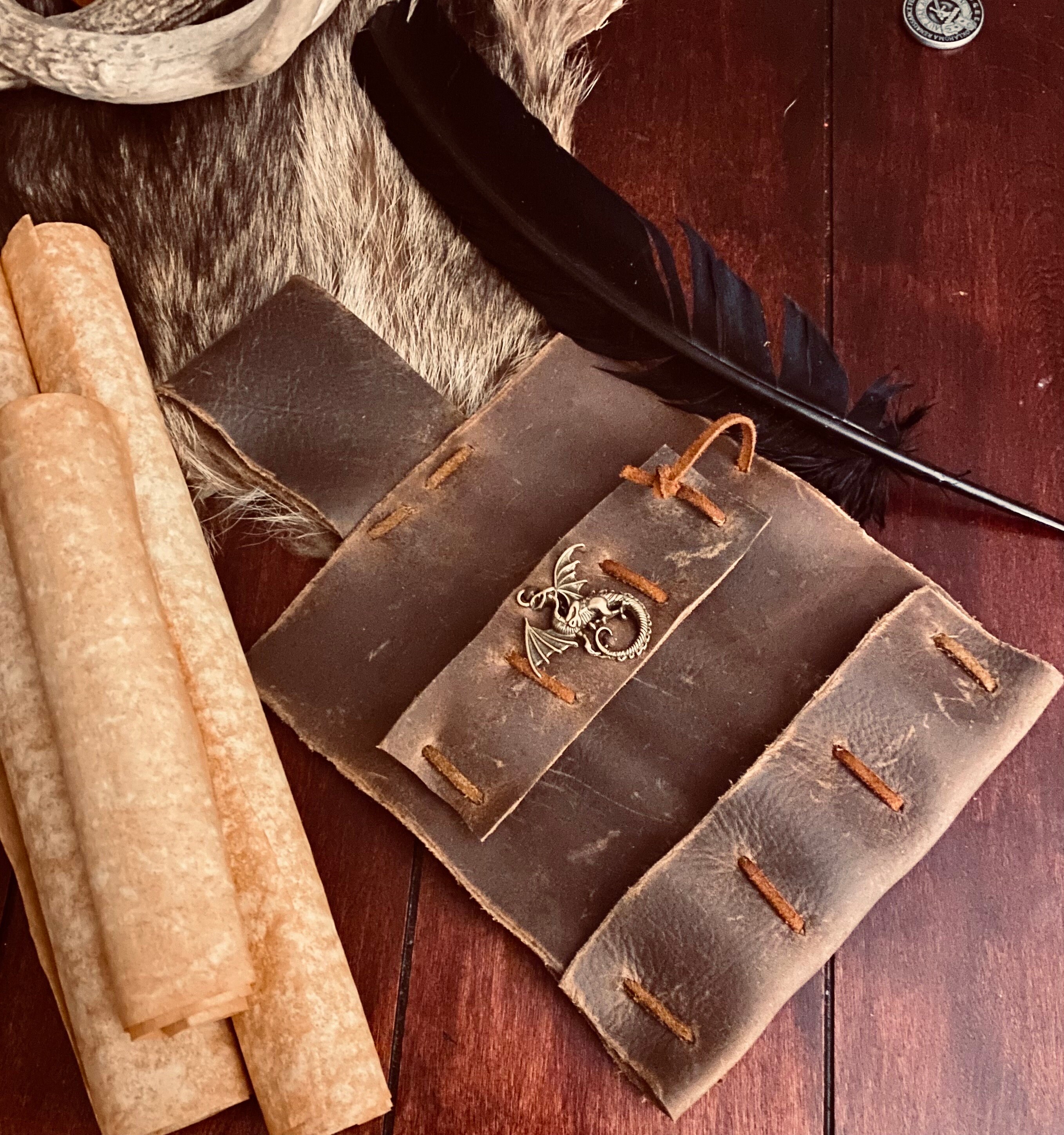 Made to Order-handcrafted Leather Scroll Holster With Scrolls/feather ...